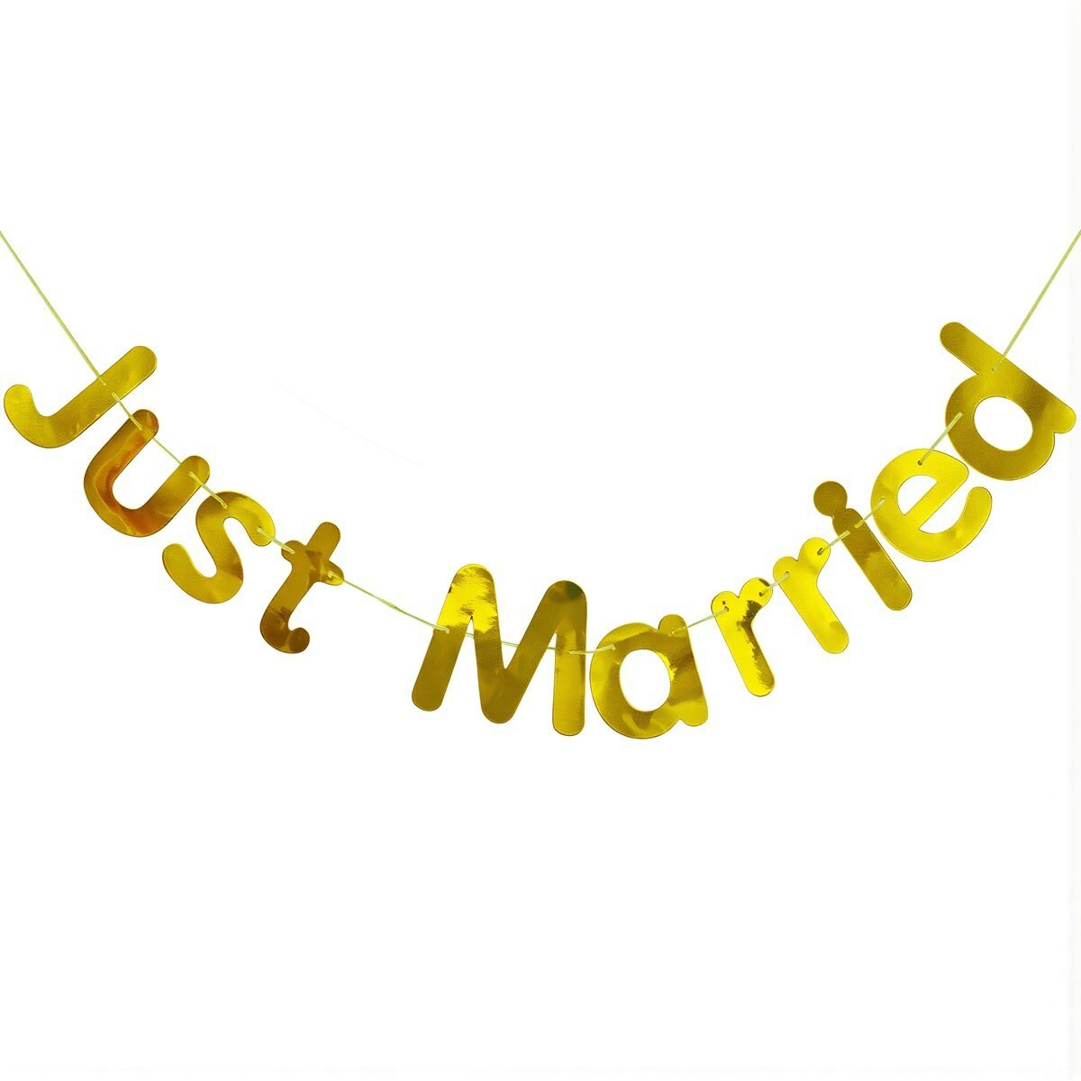 Гирлянда надпись Just Married золотой цвет свадебный баннер для декора фотозоны помещения праздника свадьбы, Золотой JUST