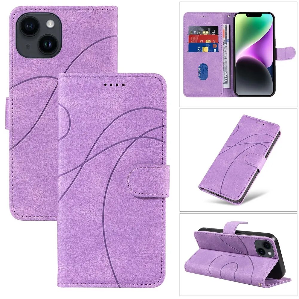 YIKATU Чехол-книжка для Apple iPhone15 (Эпл Айфон 15 ) кожаный чехол с магнитной застежкой и слотом для карт и ремешком на руку