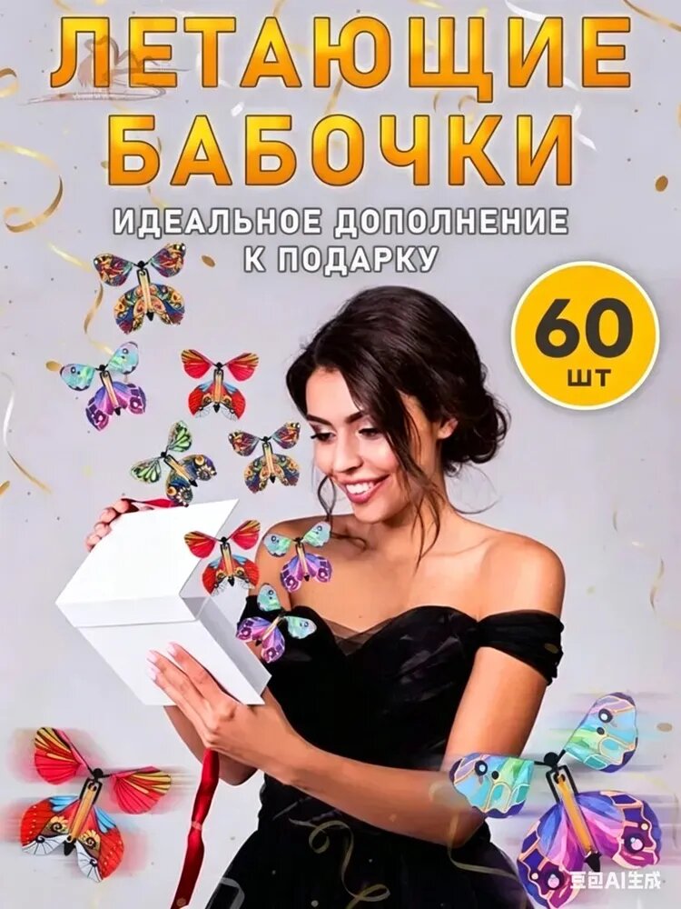 Летающие бабочки / Открытка бабочка 60шт