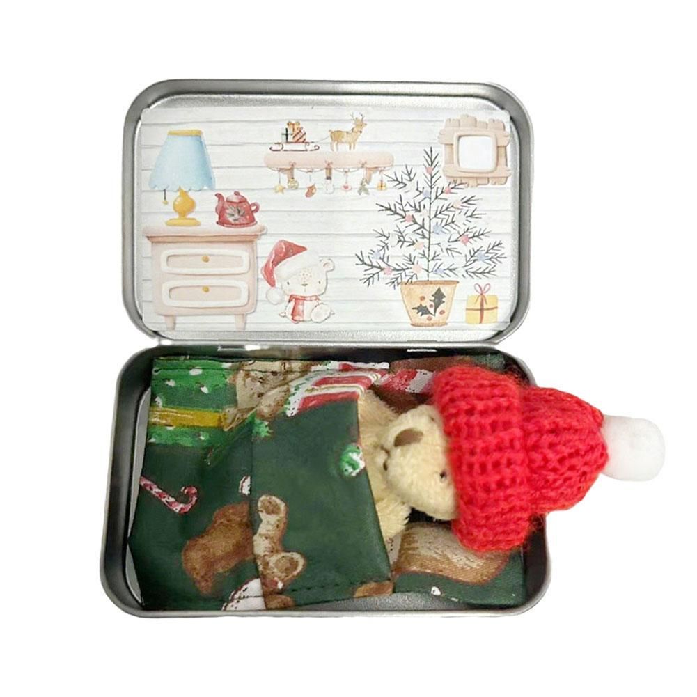 Мягкая игрушка в жестяной коробке, новогодняя, 6 см