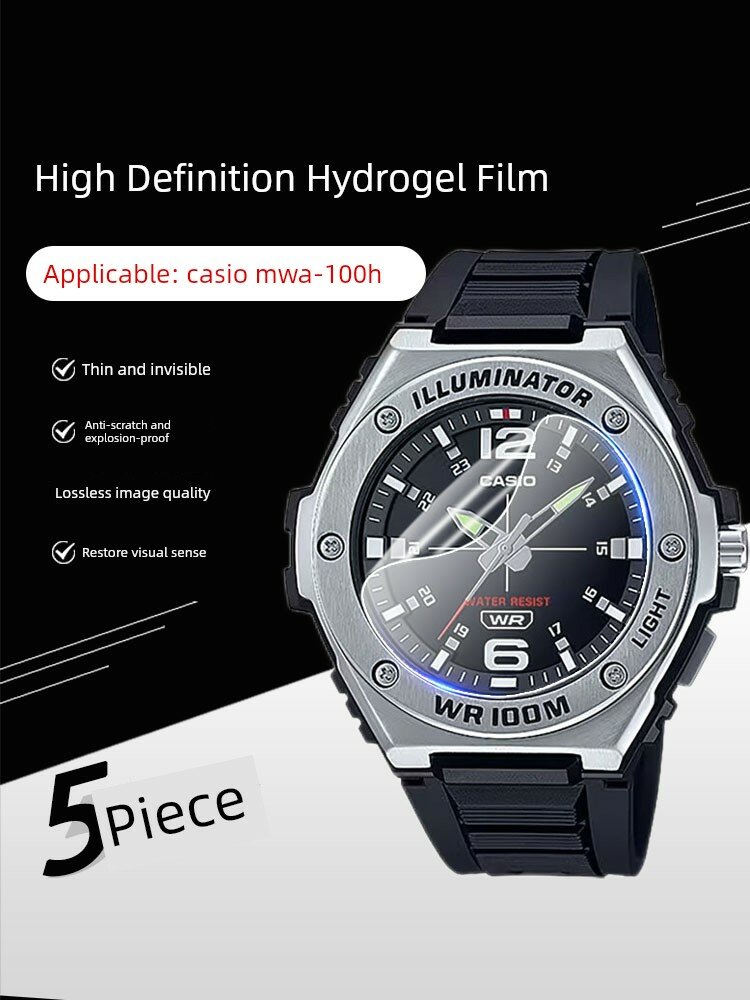 Стеклянный защитный экран для часов Casio MWA-100H - Высококачественная водная пленка, 5 шт.