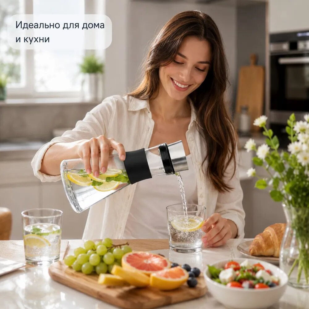 Кувшин 1.5 л 1 шт стекло серый металлик
