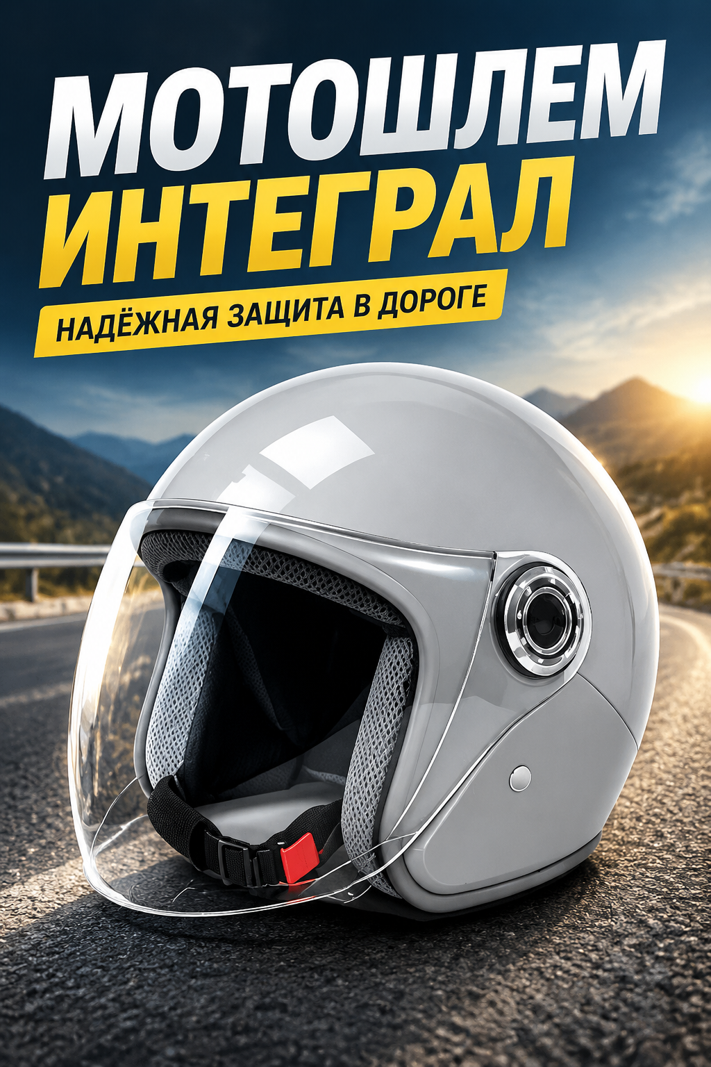 Интегральный мотошлем с визором, размер L, Интегральный мотошлем с визором