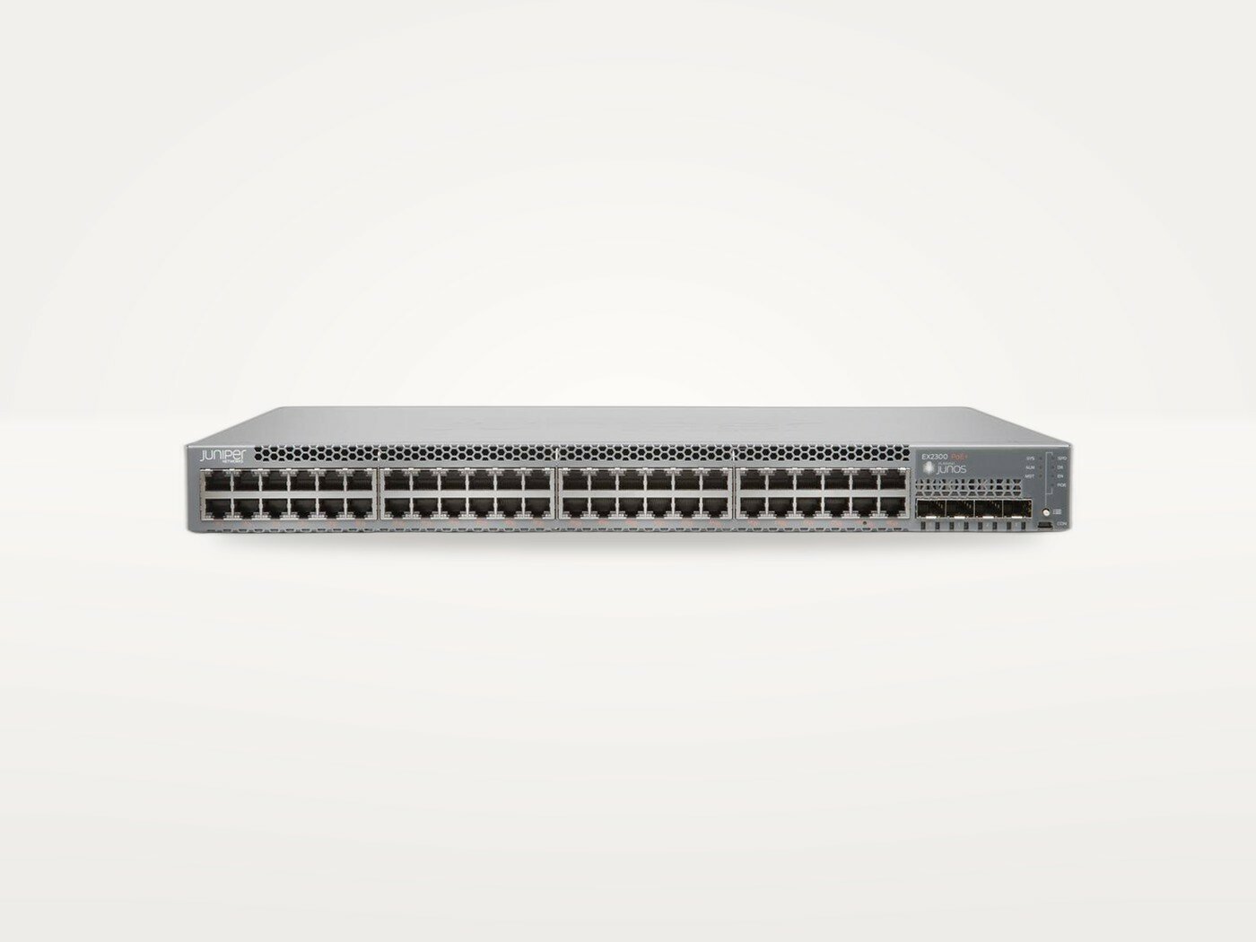 Коммутатор JUNIPER EX2300-48P EX2300 48-port 10/100/1000BASE-T PoE+ 750W, 4x 1/10GbE SFP/SFP+ (optics sold separately)