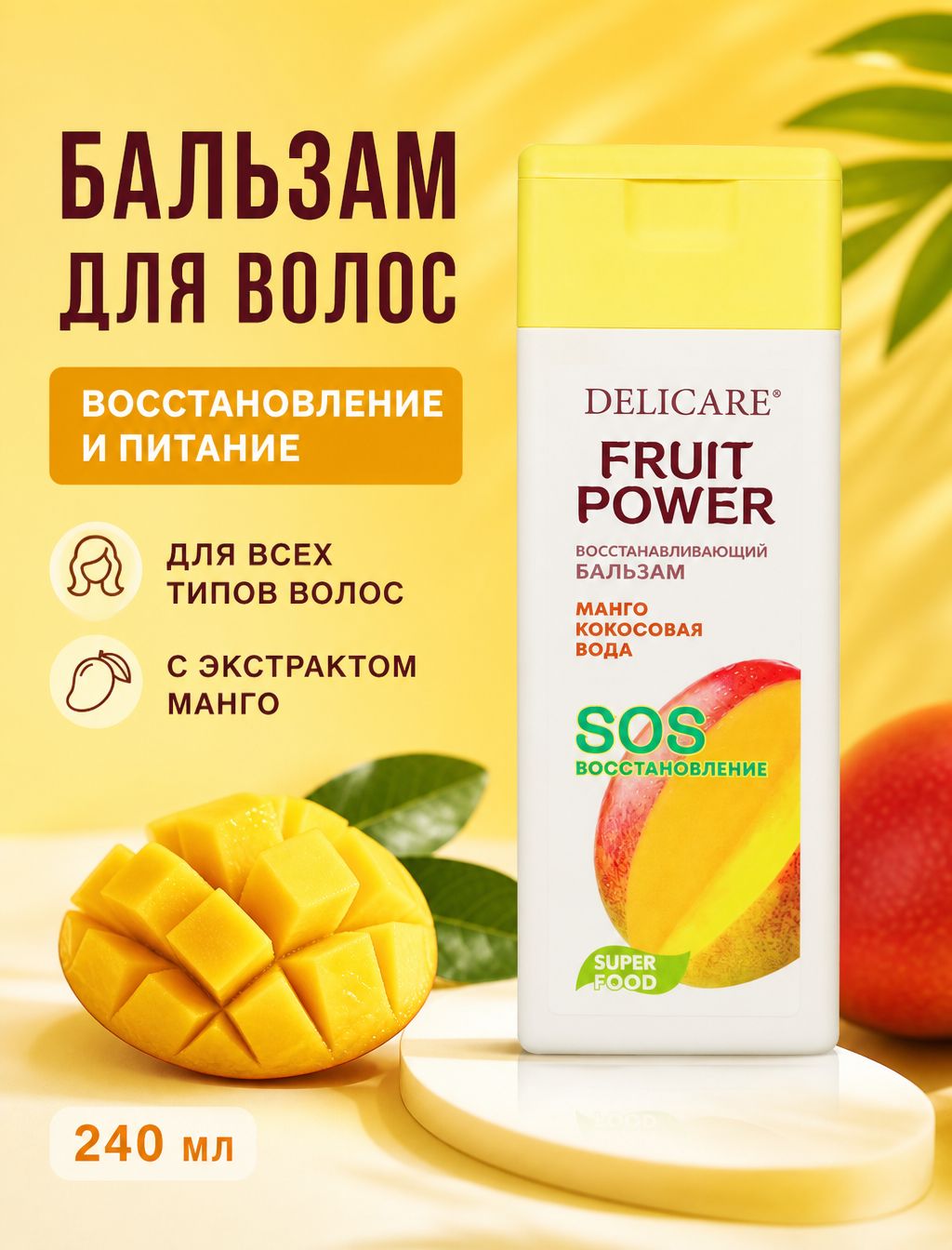 Бальзам для волос Delicare "Восстановление и Питание", 240мл