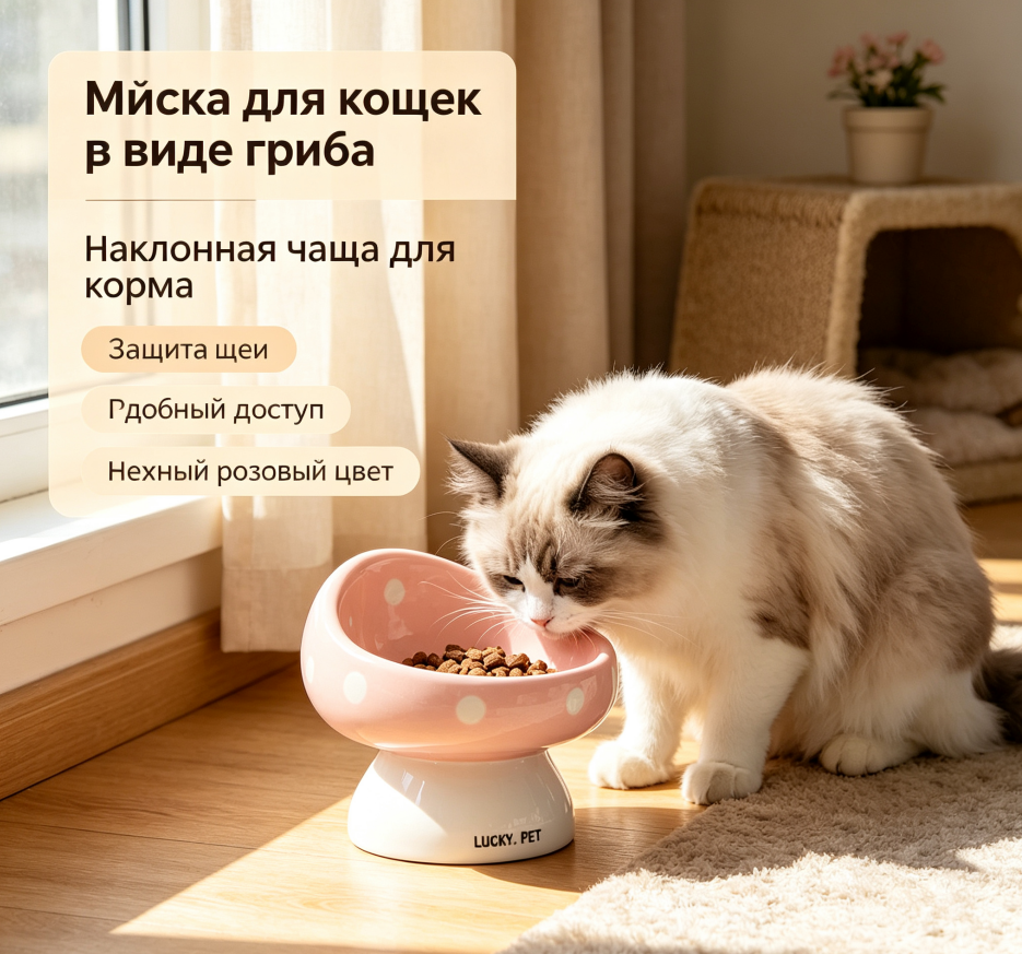 Миска для животных, керамика, для кошек и собак, в форме гриба，Керамическая миска для кошек в виде гриба