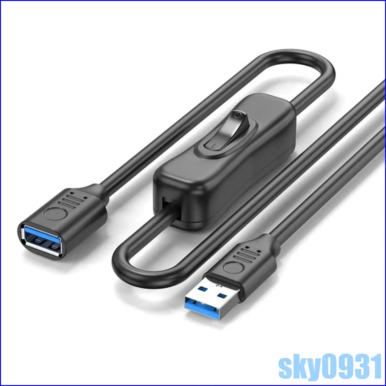 Удлинитель USB 3.0 от мужчины к женщине с переключателем, 15 см, прямая головка, 1 порт, разноцветный дизайн