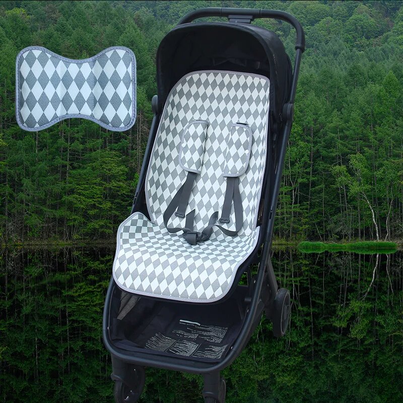 Детская коляска UPPAbaby Minu V2 Охлаждающая подушка - Серо-белая клетка, Антибактериальная и антипылевая, Летнее