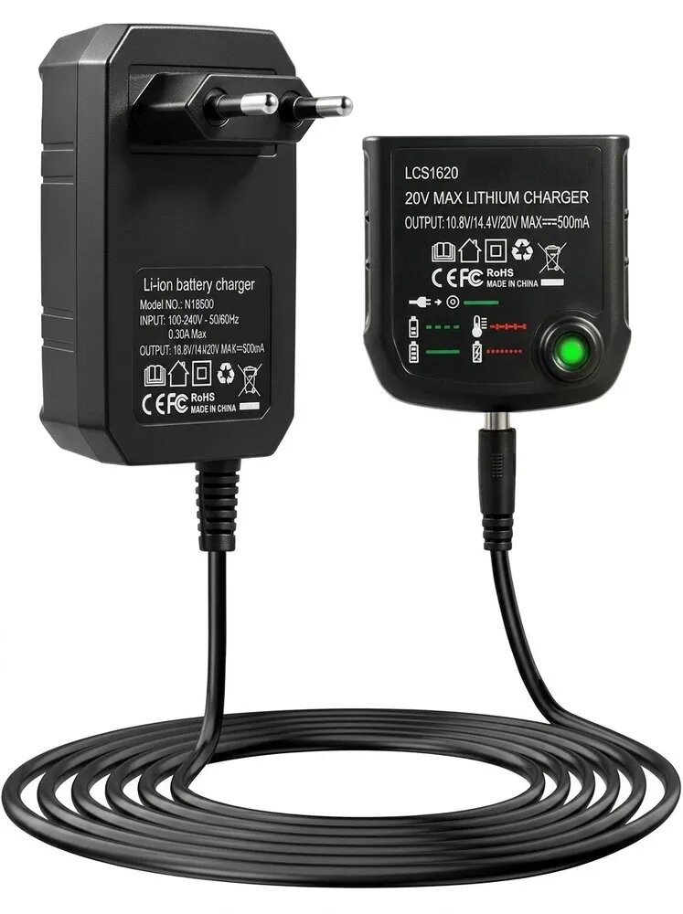Сетевое зарядное устройство для аккумуляторов Black & Decker 18V/20V, зарядка на шуруповерт, BL2018