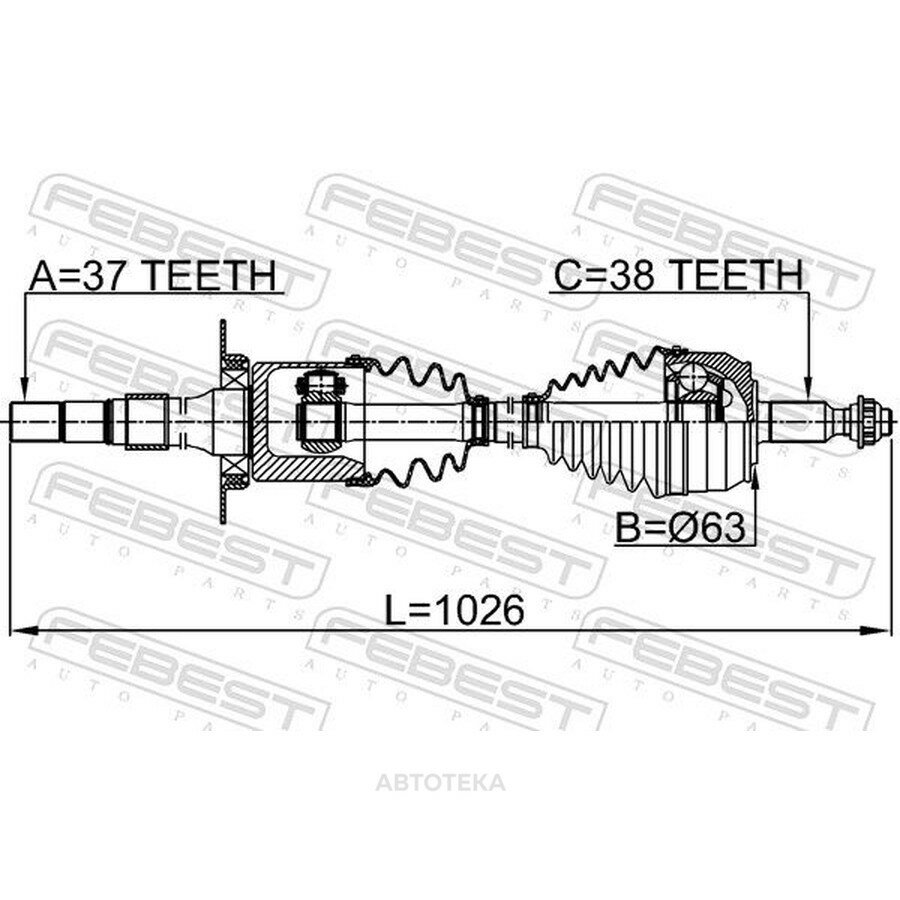 Привод в сборе VOLKSWAGEN TRANSPORTER 7E# 2010-2015 прав. FEBEST 23147ERH