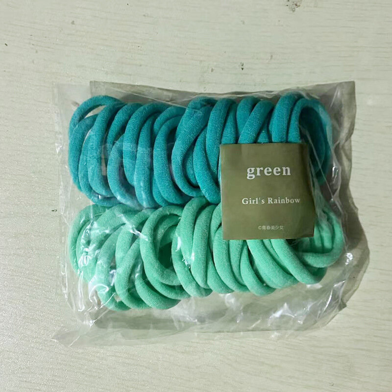 Эластичные резинки для волос, аксессуары, Green Series 2 Colors, 50шт/1 пакет с этикеткой, прочные, не спутываются