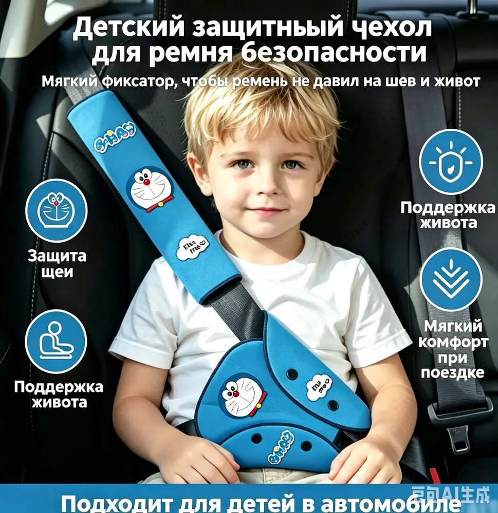 Держатель для ремня безопасности, мягкий защитный плечевой ремень, предотвращает сжатие шеи ребёнка, плечовой ремень + чехол для живота