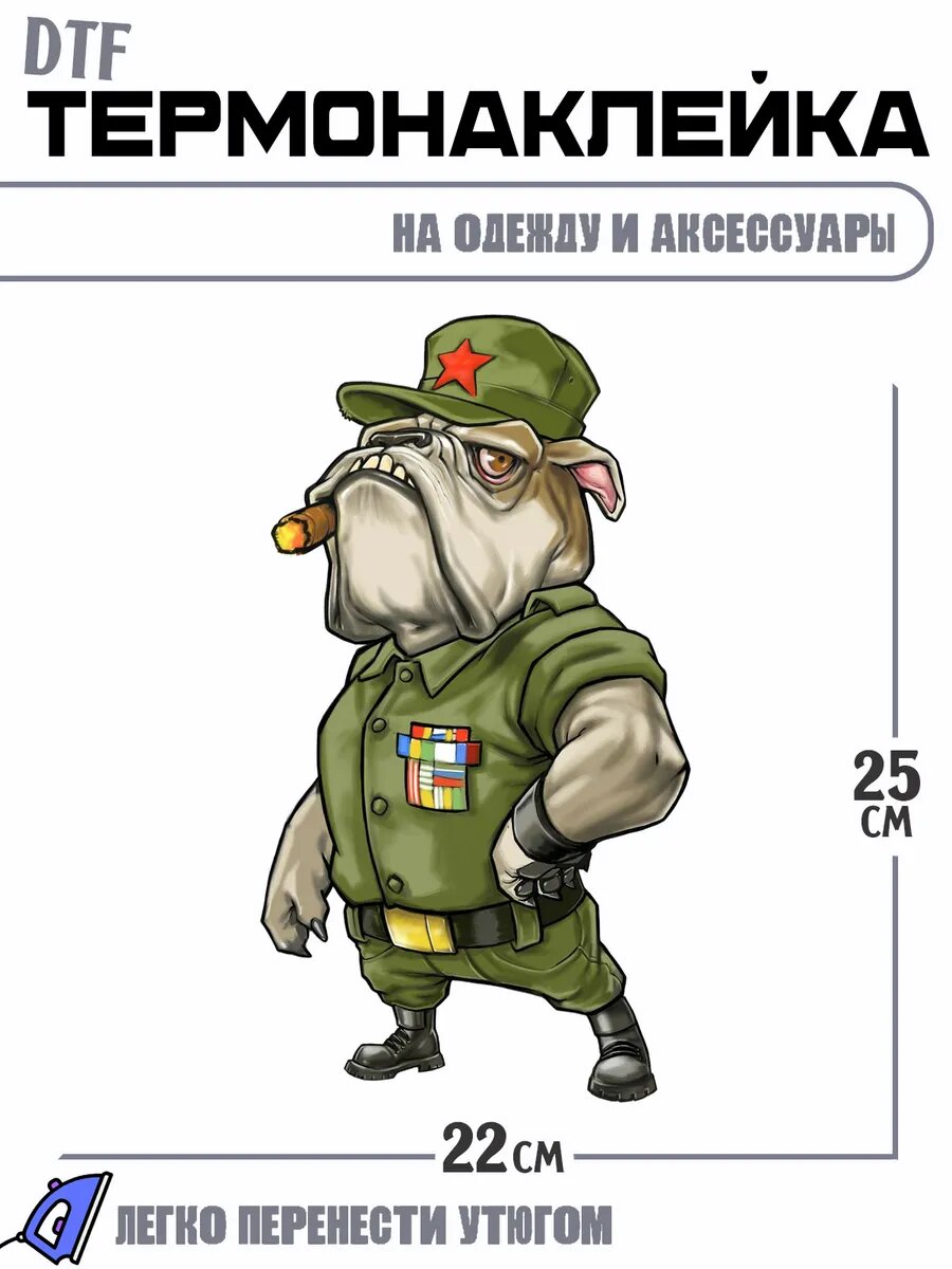 Термонаклейка бульдог bulldog в военной форме