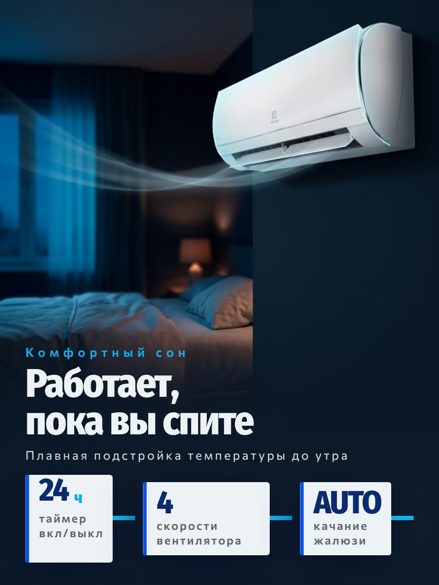 Сплит-система Electrolux EACS-12HP/N3_23Y Portofino кондиционер 12 BTU для площади до 35м2, тихий компрессор Gree — фото 1