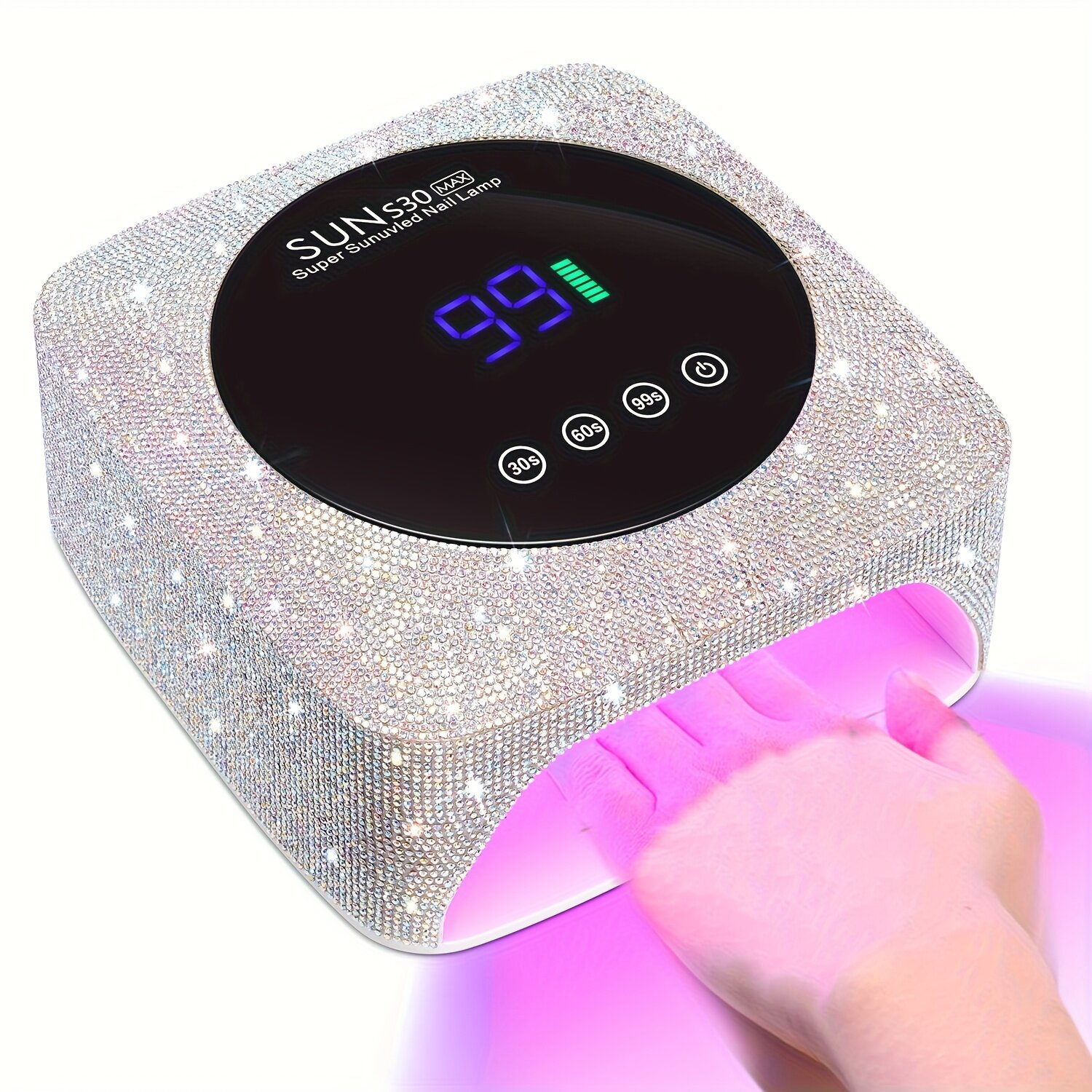 UV LED лампа для ногтей 57 LED, беспроводная, с аккумулятором 2000 мАч, 3 таймера, серебристая