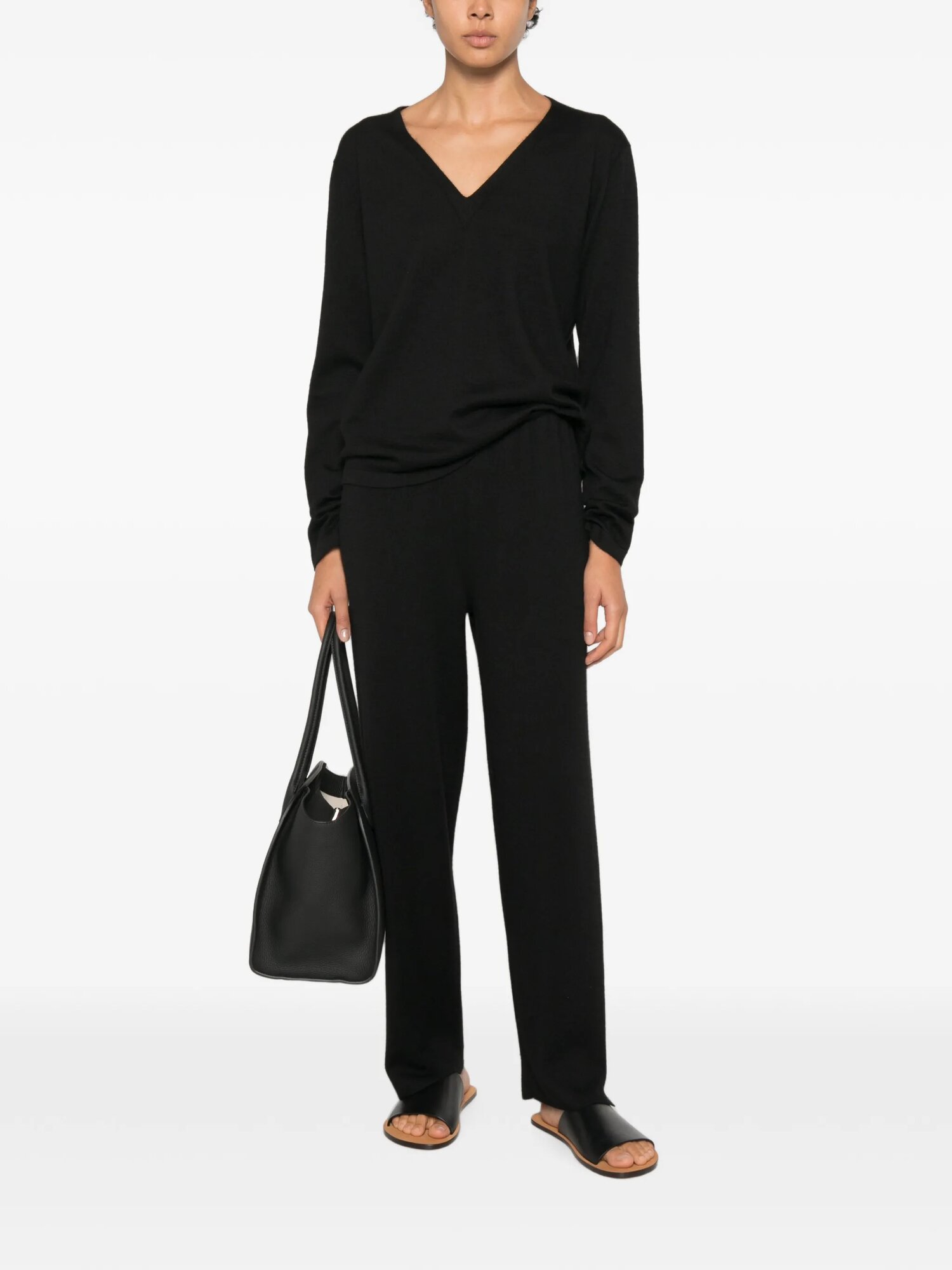 Свитер THE ROW Poesis V-neck sweater, размер 4, , black — фото 1