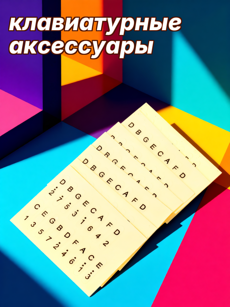 6 Пcs Наклейки Для ТUMB Piano С Яркими Изображениями И Четким Текстом 5.2X4.2X0.01Cm