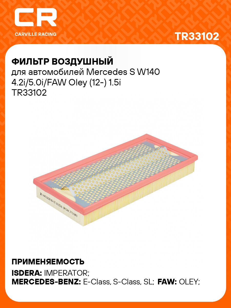 Фильтр воздушный для автомобилей Mercedes S W140 4.2i/5.0i/FAW Oley (12-) 1.5i TR33102 Carville Racing