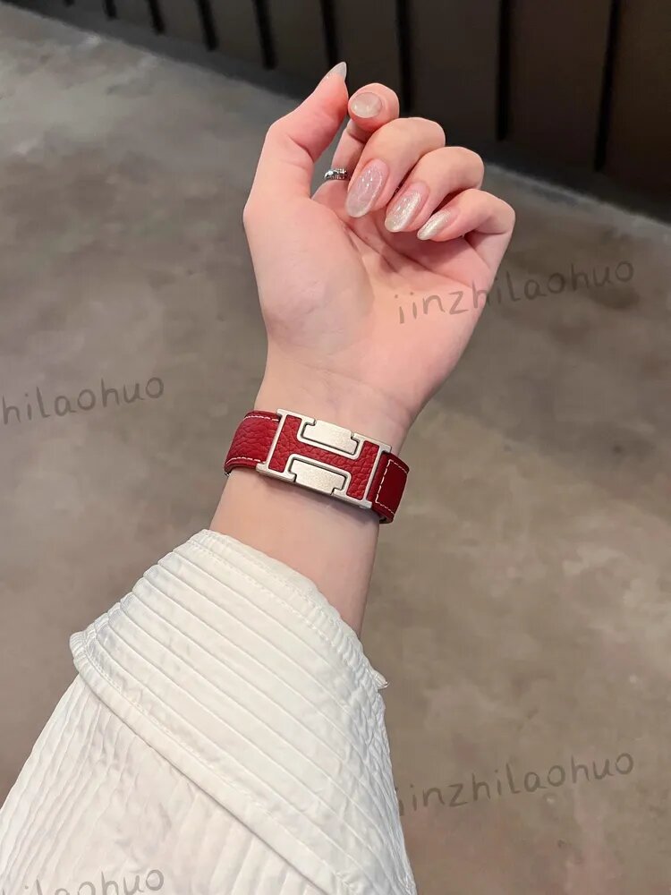 Ремешок для смарт-часов 20мм Samsung Galaxy Watch 7 / 6 / 6 Classic, кожаный, красный — фото 1