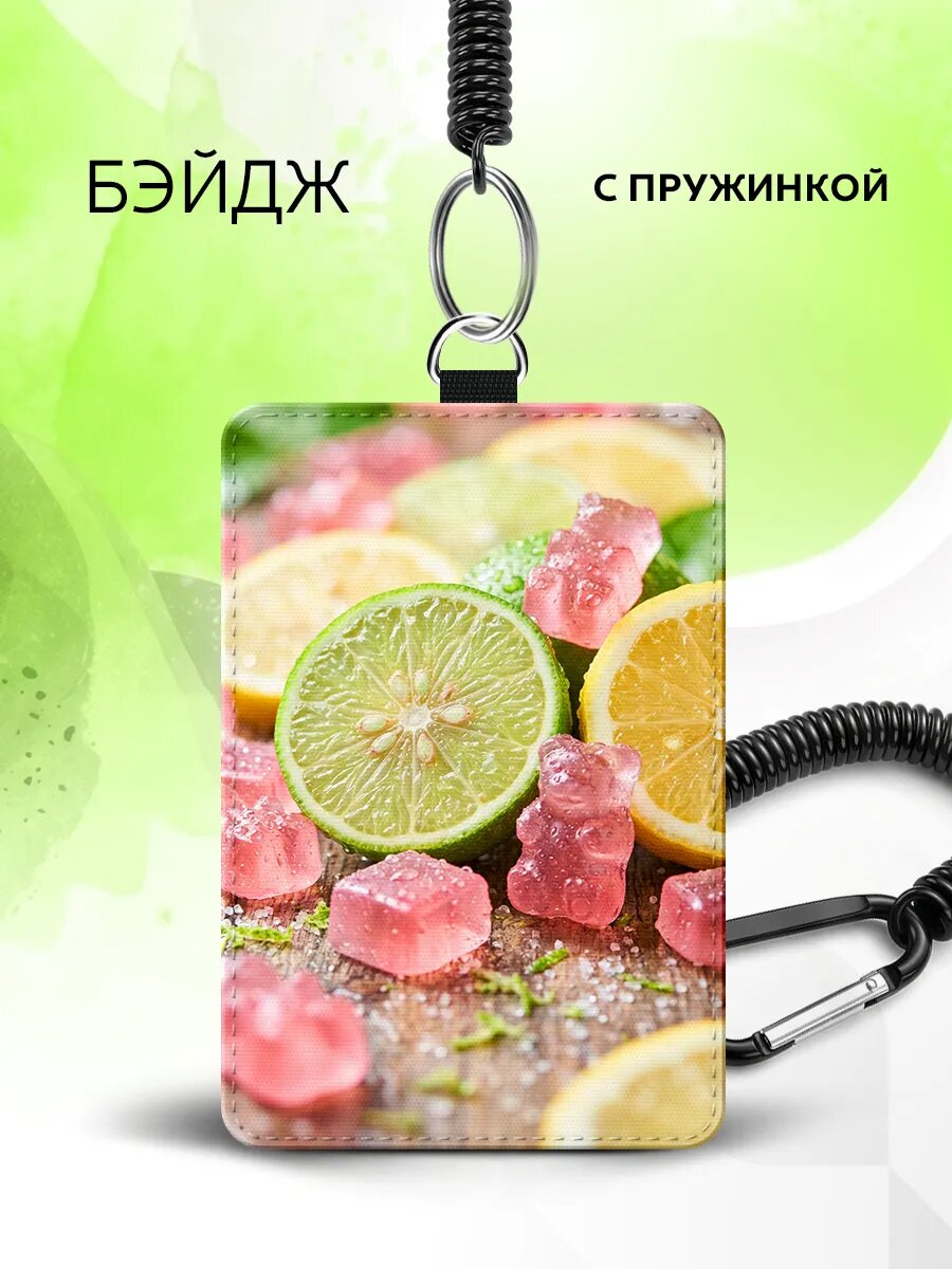Бейдж на пропуск из эко-кожи с принтом