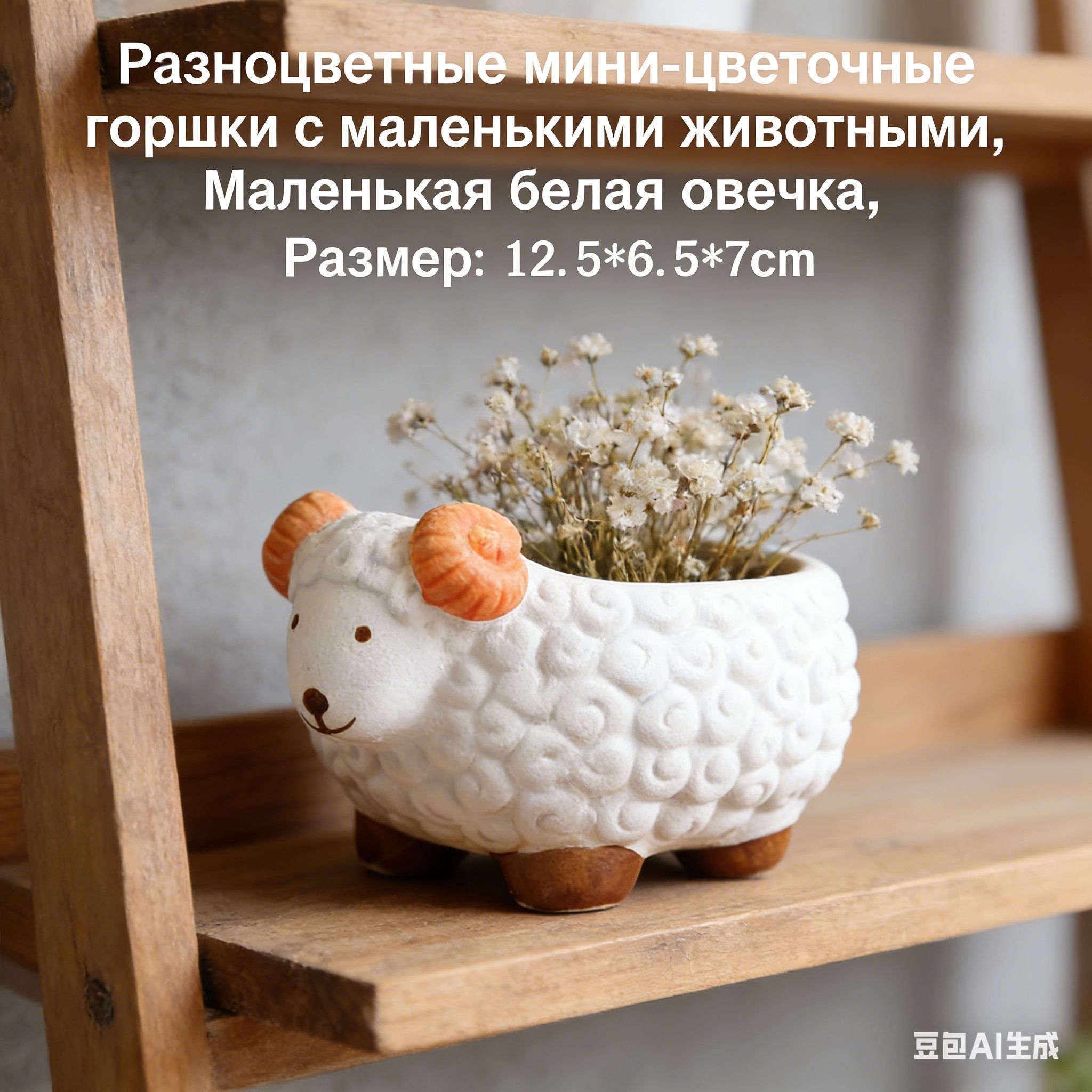 Вазон 8 см, 1 шт, цвет кремовый