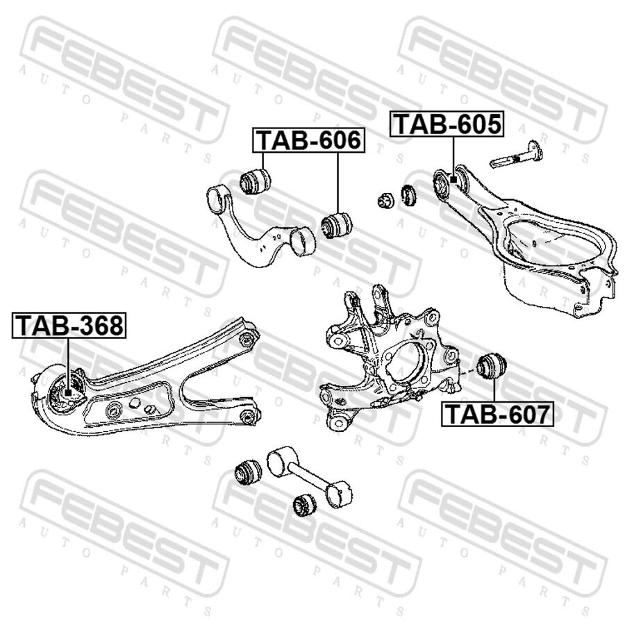 Сайлентблок задней поперечной тяги (FEBEST TAB-606)