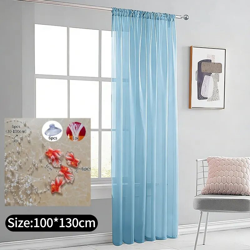 Шторы полупрозрачные A2, 100x130 см, с рыбкой