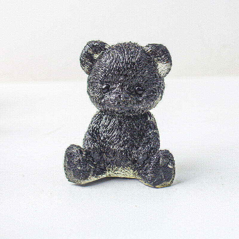 Современное resin resin медведь украшение с натуральными водяными кристаллами для стола и полки obsidian 50 мм