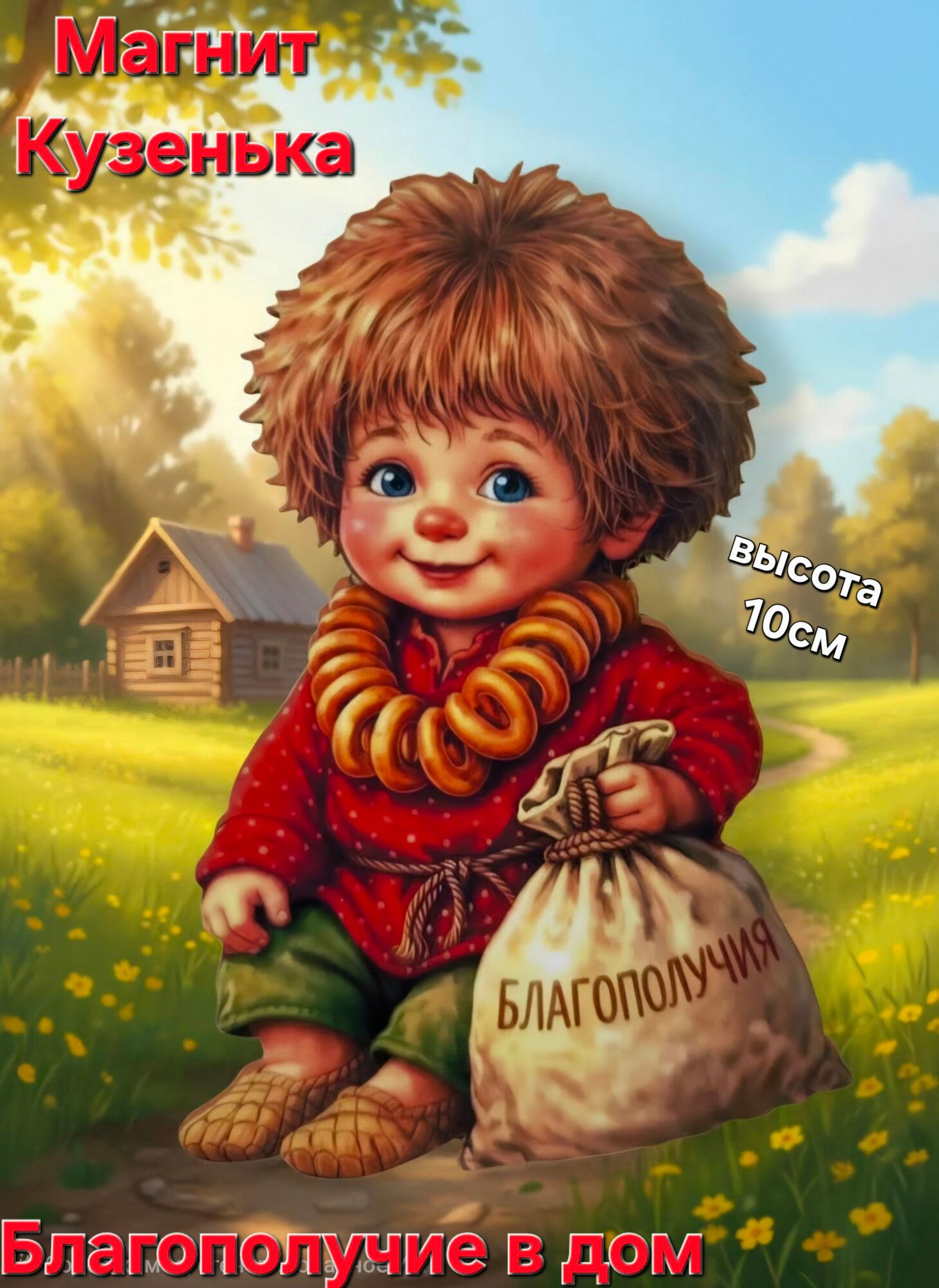 Магнит на холодильник Домовой Кузенька "Благополучия"