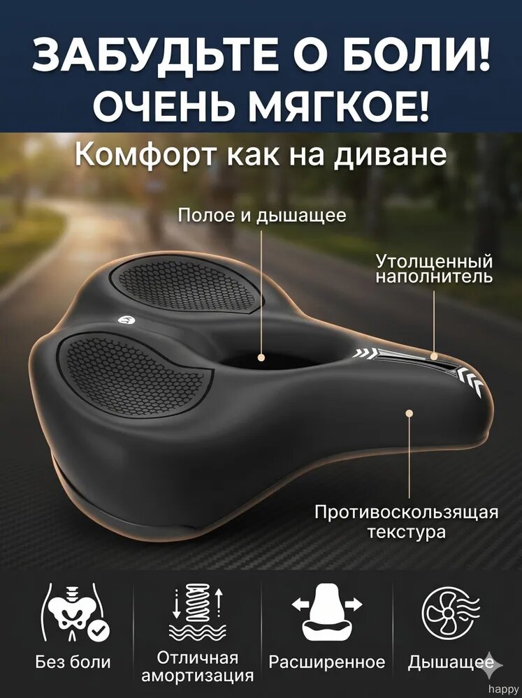 Велосипедное седло West Biking 771 широкое черное-WXK