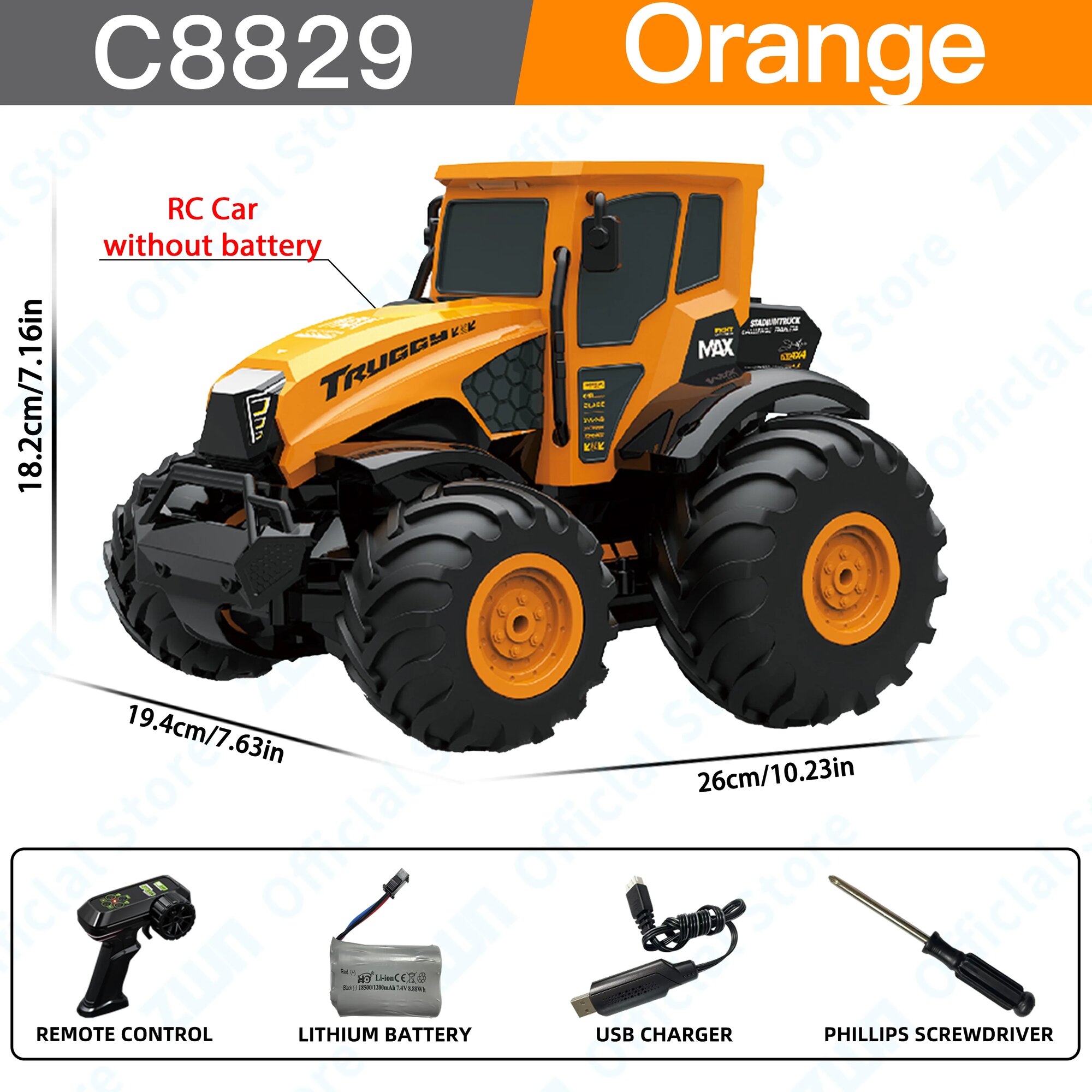 Радиоуправляемый трактор JJRC C8829 оранжевый/зеленый 2.4G 4WD C8829 1B Orange
