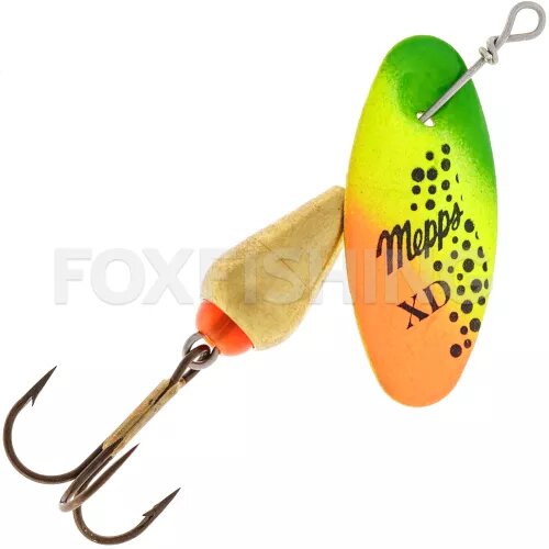 Блесна вращающиеся Mepps Xd №2 5гр. #Tri Fluo G Tiger с точками