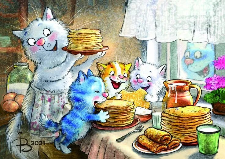 Картина по номерам "Rina Zenyuk Blue Cats/Рина З"Картина маслом своими руками для домашнего декора стен, 40x50 см, без рамки