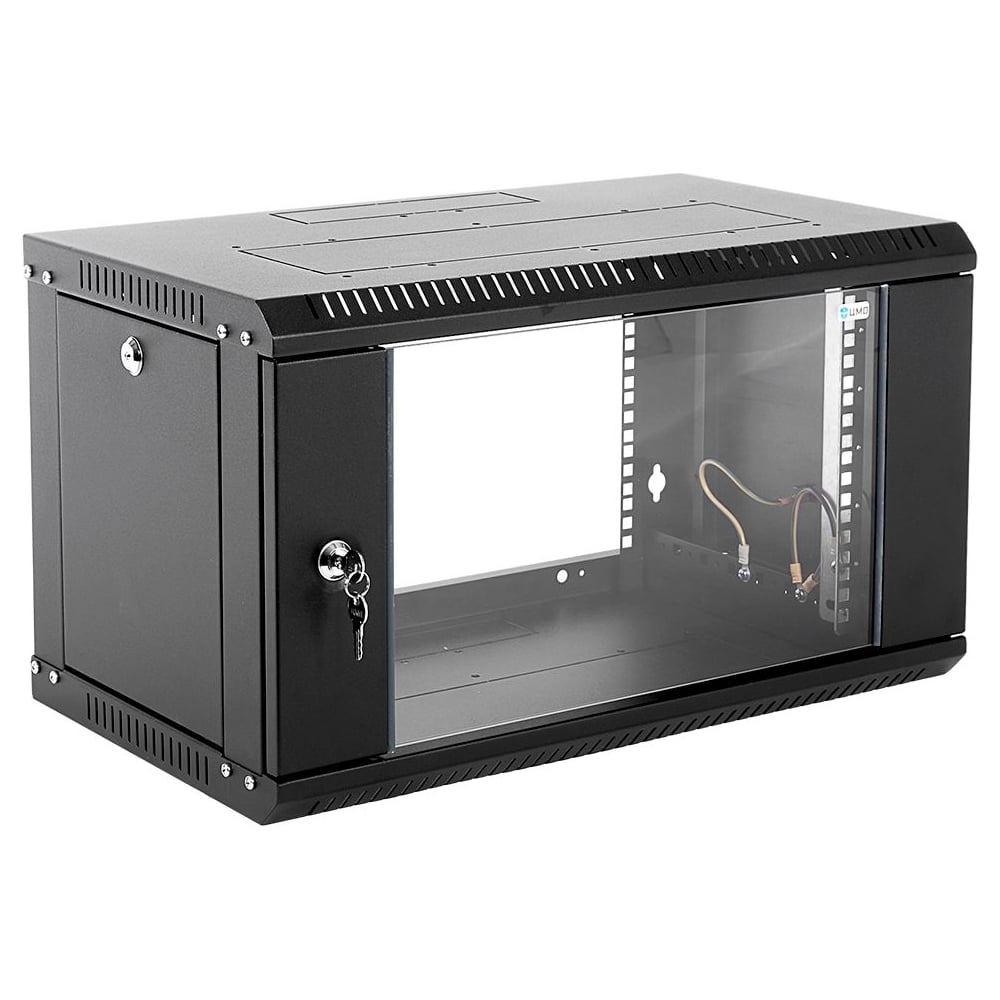 Шкаф настенный ЦМО 19", 9U ШРН-Э-9.350-9005 (600 × 350) дверь стекло, черный, 00-00709414
