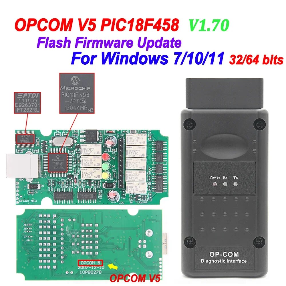 Новый 2021 200603a OPCOM V5 PIC18F458 OP COM 1.70 с поддержкой обновления прошивки через Flash, OP-COM CAN BUS OBD2 диагностический инструмент для автомобилей Opel.