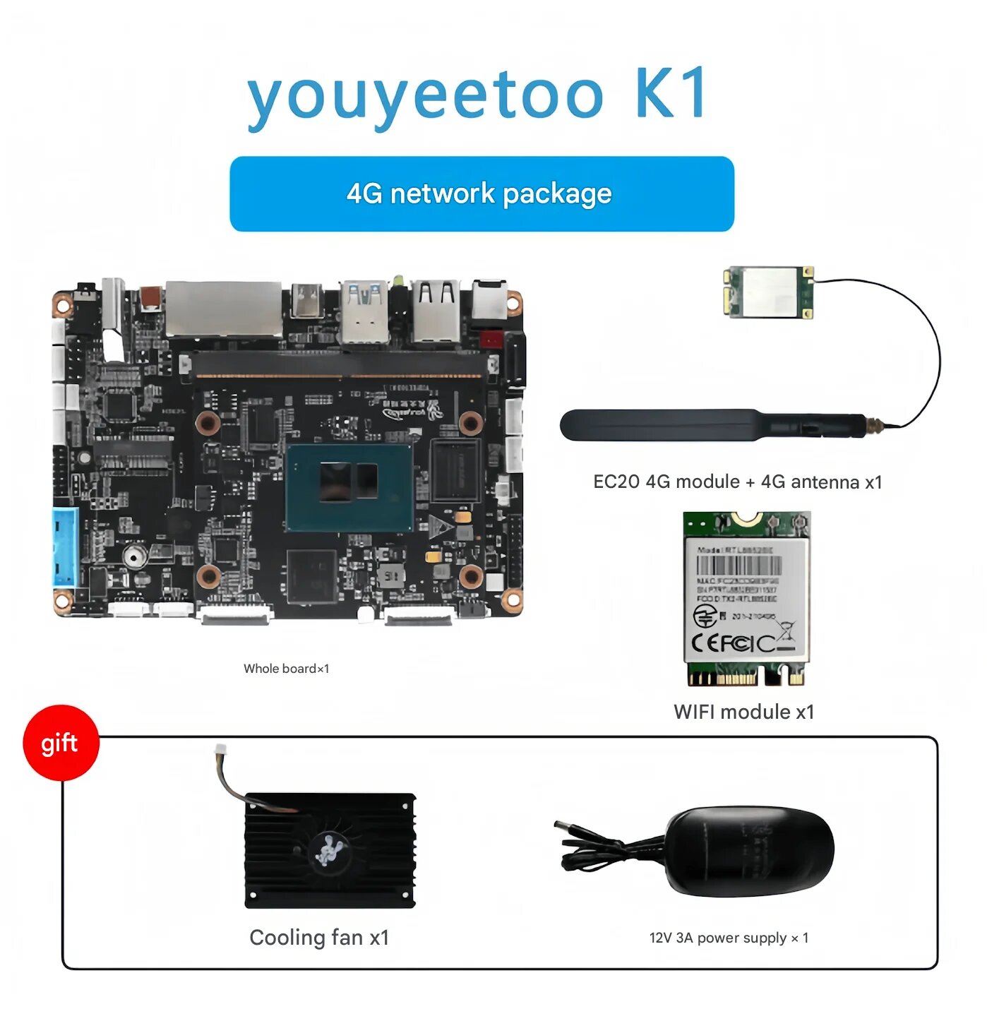 Youyeetoo K1 SBC плата 16GB-256GB eMMC Kit 7