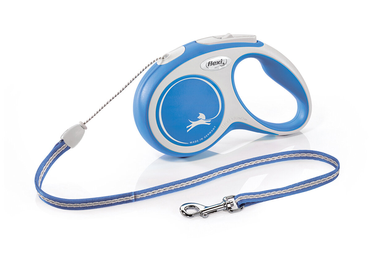 Flexi New Comfort S Cord 5м до 12кг поводок-рулетка трос, голубой