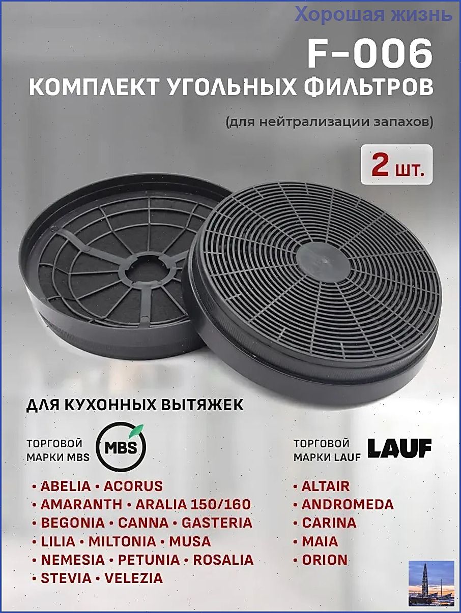 Комплект угольных фильтров F-006, Для очистки воздуха, Высокая эффективность