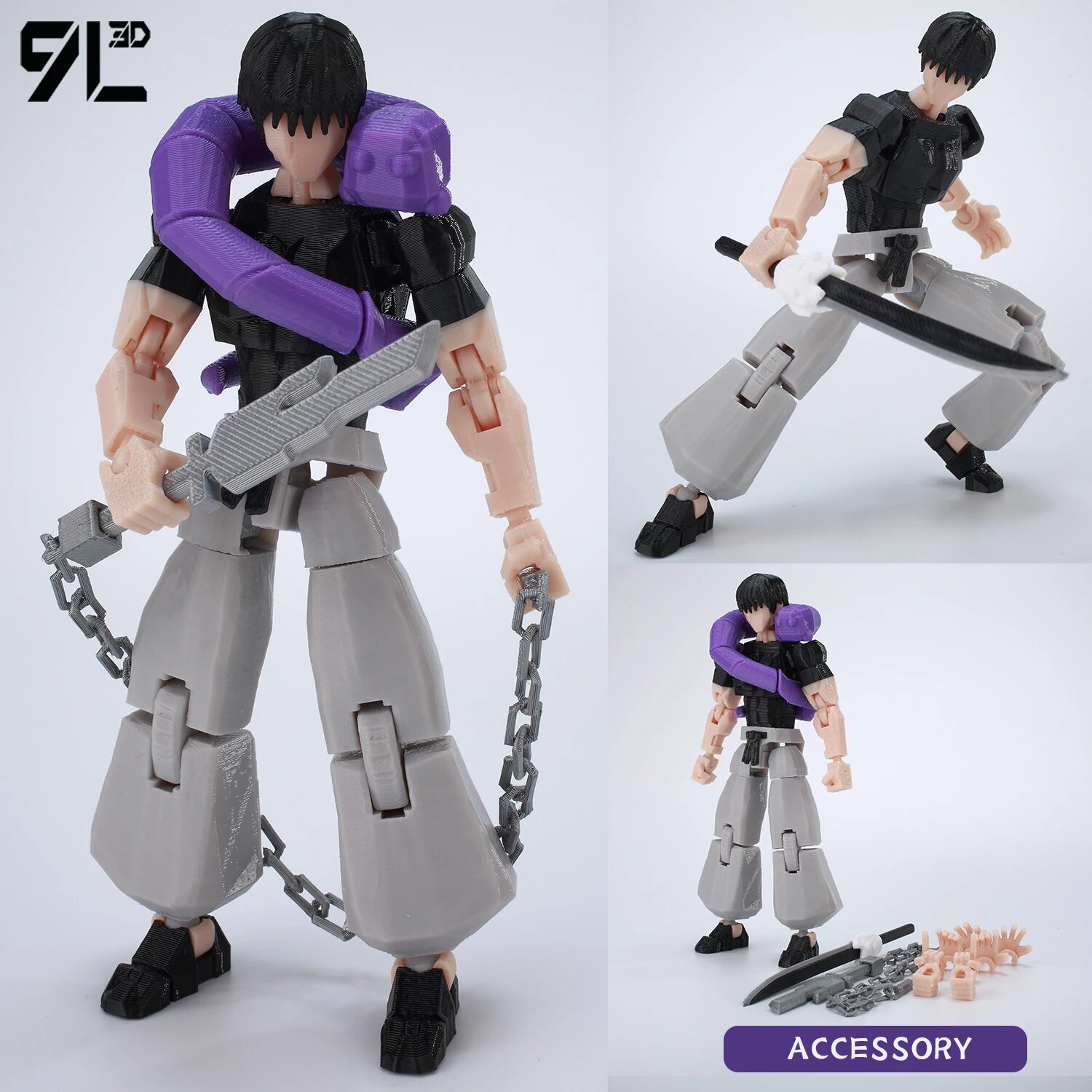 9L3D Titan Gojo Sukuna, фиолетовый, C-Anime Figure