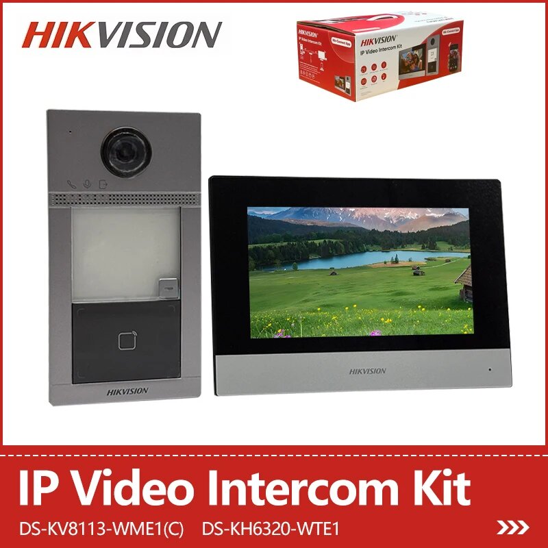 Видеодомофон Hikvision DS-KIS604-P(C) с 7-дюймовым экраном, IP-камерой 2 МП, двусторонней аудиосвязью, мобильным приложением, Wi-Fi, PoE для умного дома