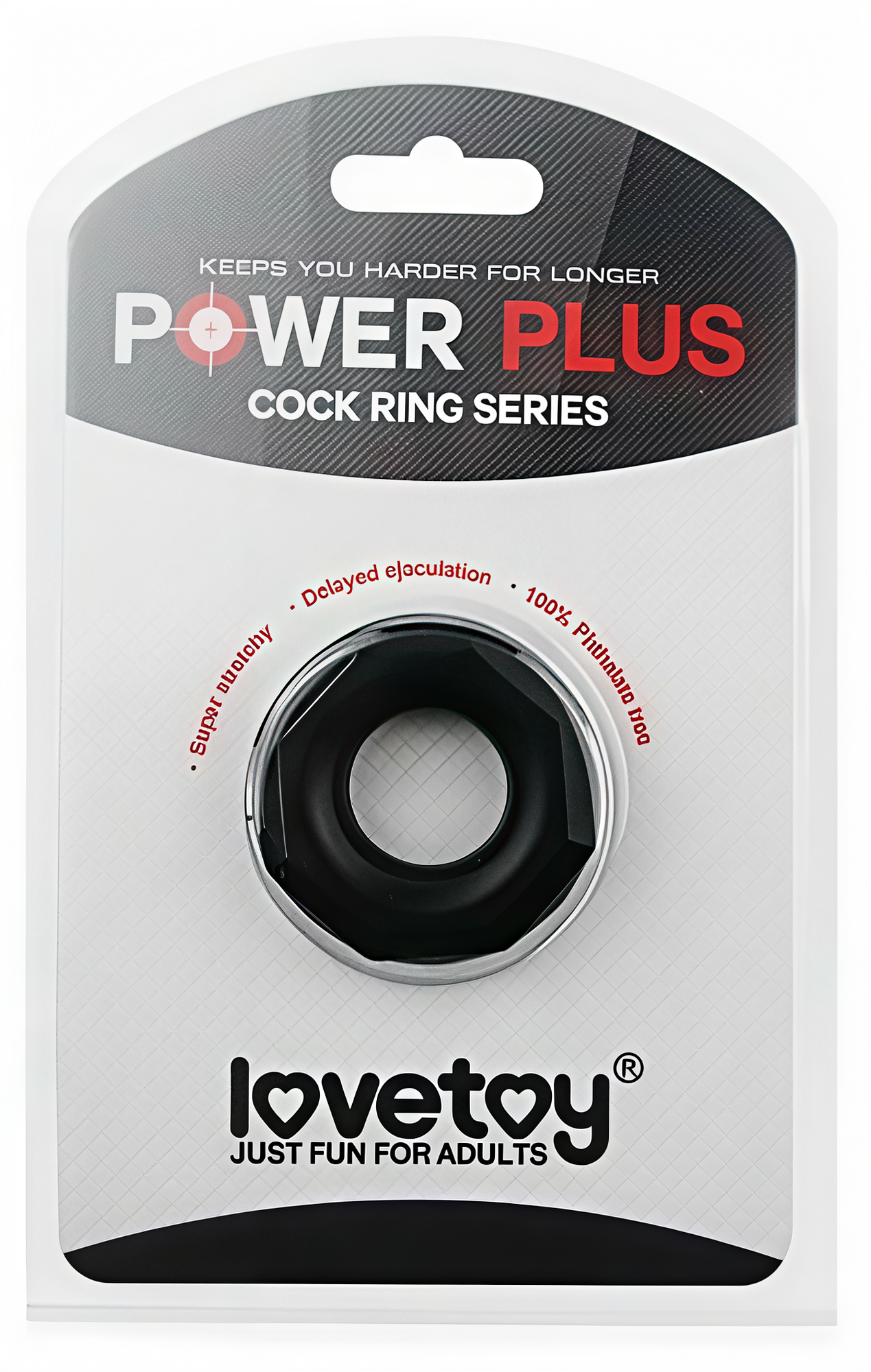 Эрекционное кольцо Lovetoy Power Plus 1434, черное, с рельефной поверхностью