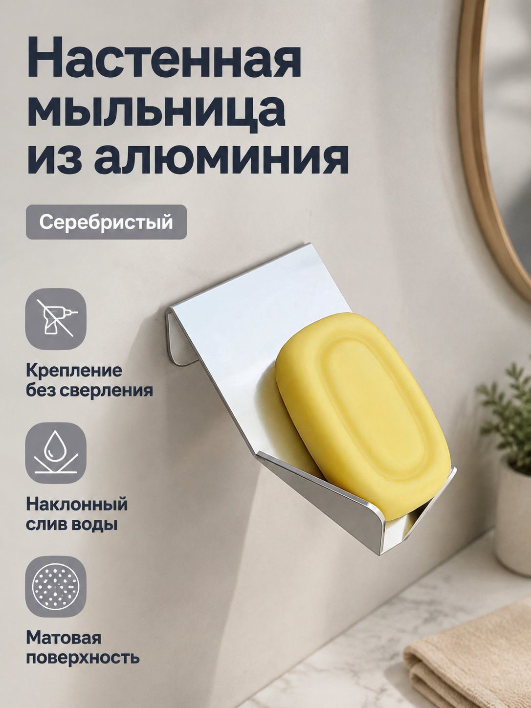 Мыльница "aluminum_soap_dish_silver"