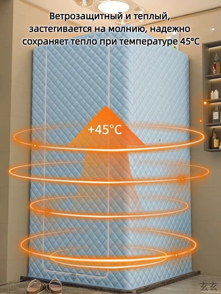 Утепленная шторка для ванной с двойными дверцами, каркас из нержавейки, держит тепло — фото 1