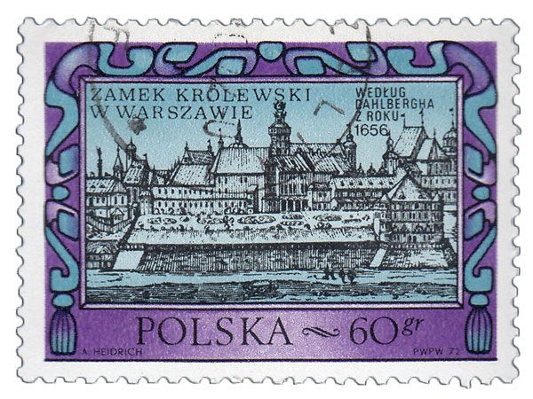 (1972-061) Марка Польша "Королевский замок в Варшаве" Строительство королевского замка в Варшаве