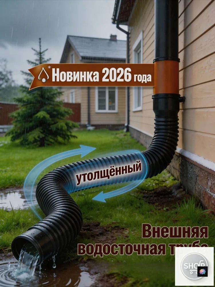 Водосточный удлинитель, гибкая труба для отвода дождевой воды
