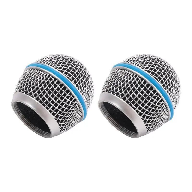 Набор из 2 металлических решёток для микрофона Shure SM58/Beta58A, головка сетка с поролоновым фильтром