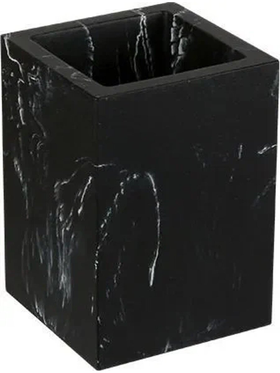 Стакан для зубных щеток Marble, черный, настольный, 1 секция
