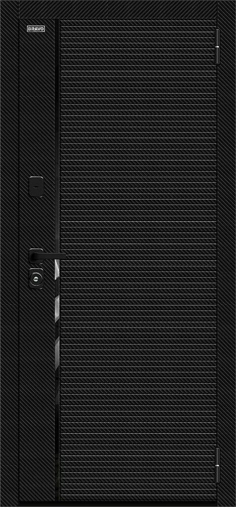 BRAVO Дверь входная 205*96 Bravo R Лайнер/SBlack, Black Carbon/White Silk, Правое с зеркалом 205*96 Black Carbon/White Silk