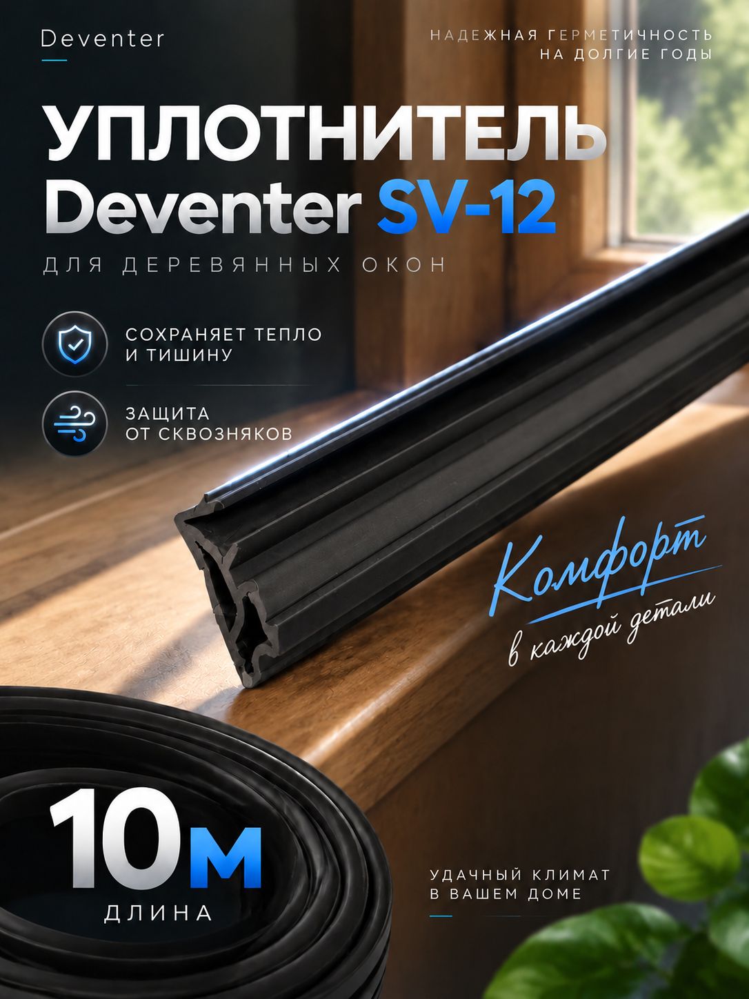Уплотнитель Deventer SV-12 (цвет черный) 10м