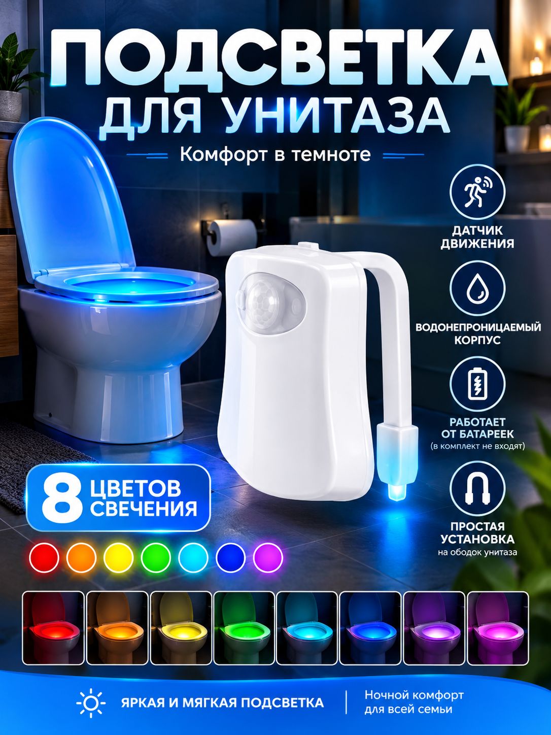 Подсветка для унитаза светильник для туалета